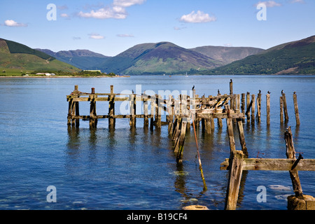 The old pier at Port Bannatyne Kames Bay on the Isle of Bute, Argyll ...