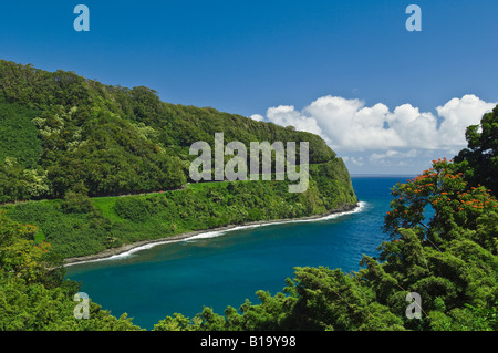 Hawaii, Maui, Hana Coast, Honomanu Bay Viewed From Hana Highway Stock ...