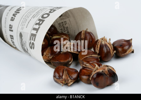 Roasted chestnuts in a newspaper cone Stock Photo - Alamy