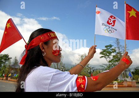 Chines female Olympic fan Stock Photo - Alamy