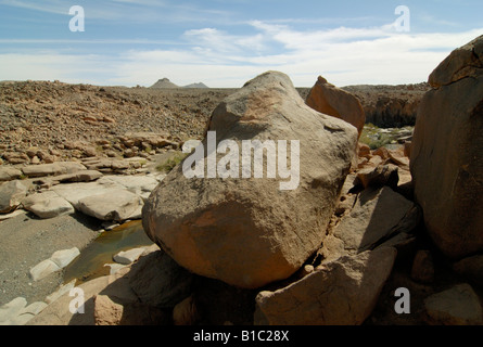 Landscape in the Hoggar Mountains (Ahaggar), mountain range formed from ...