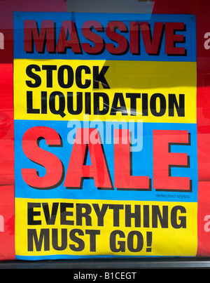 Stock liquidation sale sign in UK / British Retail High Street Shop ...