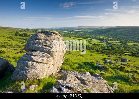 View from Bonehill rocks looking up the valley from Widecombe Stock ...