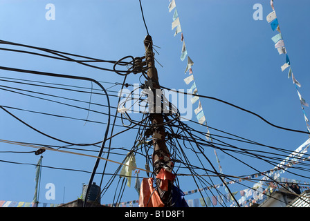 Tangled electrical wires; Kathmandu, Nepal Stock Photo - Alamy
