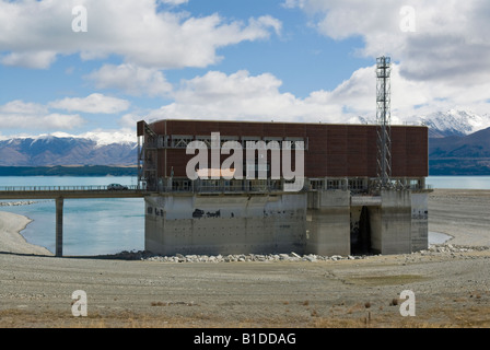 Tekapo B Powerhouse on Lake Pukaki - very low lake levels caused by ...