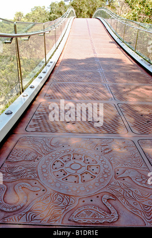 Traditional aboriginal art cast on elevated walkway at Kings Park in ...