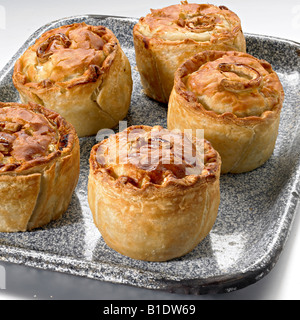 Delicious meat pies in baking forms isolated on white background Stock ...