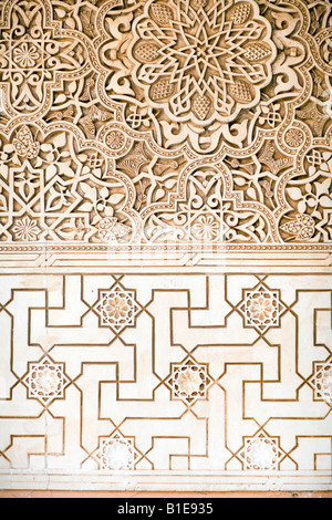 Geometric pattern on a wall of Alhambra palace, Granada, Spain Stock ...