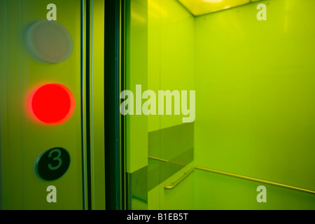 Green elevator in Seattle Public Library USA Stock Photo - Alamy