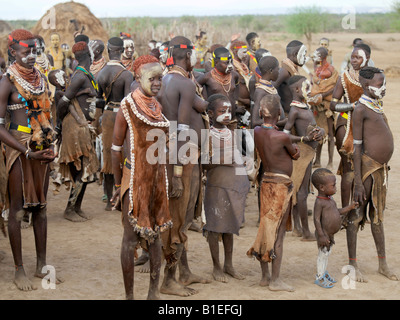 Women of the tribe of the Karo with face painting and necklace, Karo ...