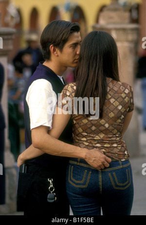 Mexicans, young couple, boyfriend and girlfriend, Plaza de la ...