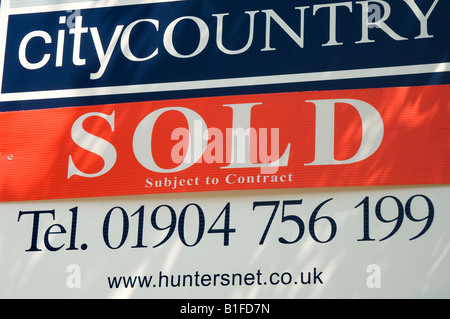 Sold property sign board England UK United Kingdom GB Great Britain ...