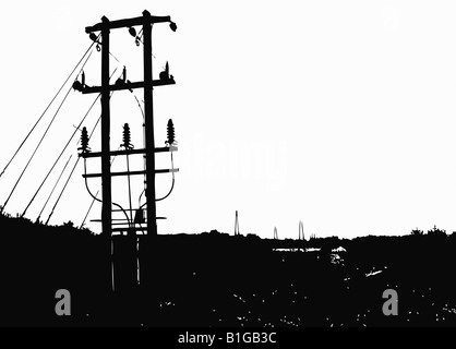 Farm Pylon in field Stock Photo - Alamy
