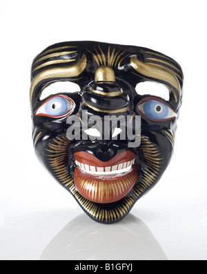 Peruvian paper-mache mask of human face with moustache and goatee and ...