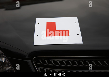 Learner driver L plate on car Stock Photo - Alamy
