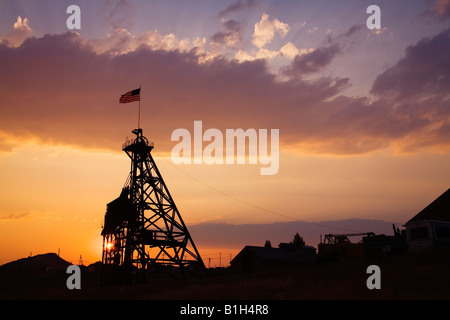 Low angle view of a headframe, Anselmo Mine, Butte, Montana, USA Stock ...