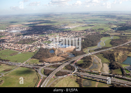 An aerial view of Junction 30 of the M25 and the Essex village of ...