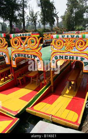 Trajinera Boat on the Canals of the Floating Gardens of Xochimilco ...
