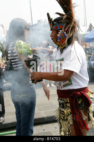 Aztec Shaman Performing Ritual Cleansing, Zocalo Square, Plaza de la ...