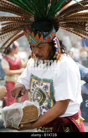 Aztec folk healer, shaman, spiritual cleansings, Zocalo, Plaza de la ...