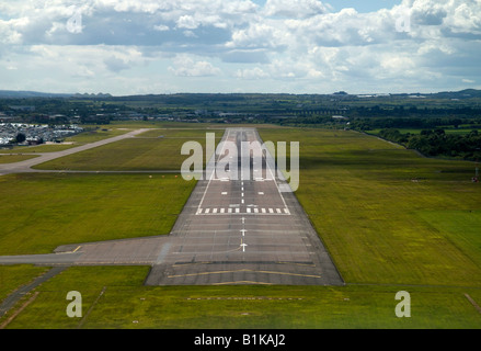 Aerial view of Edinburgh Airport, runway and control tower Stock Photo ...