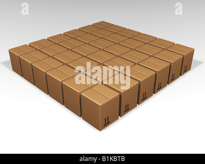 3D render of lots of brown boxes Stock Photo - Alamy