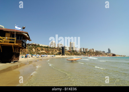 The beach at Netanya, a city famous for its resorts and pristine ...