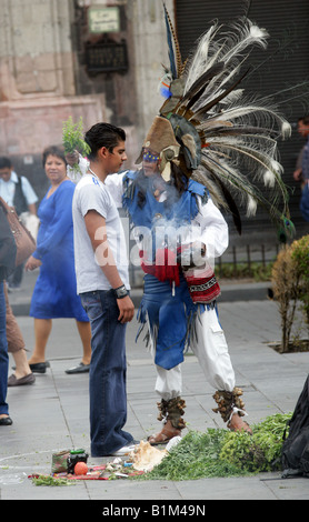 Aztec Shaman Performing Ritual Cleansing, Zocalo Square, Plaza de la ...