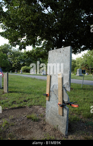 Headstones being repaired in a New England graveyard Stock Photo - Alamy