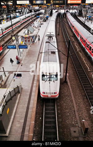 German high speed ICE Intercity express train at platform in Berlin ...