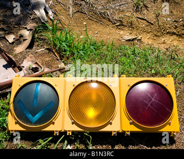 Old traffic light on ground Stock Photo - Alamy