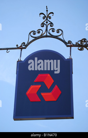 hanging sign with logo for natwest bank, hounslow, middlesex, england ...