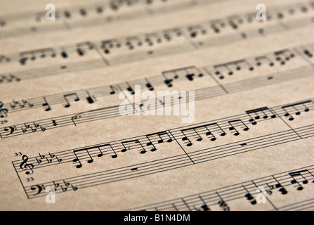 great image of musical notes on brown parchment paper Stock Photo - Alamy