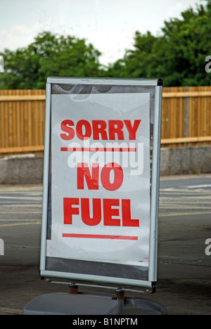 A petrol station with a sign saying sorry no fuel during National ...