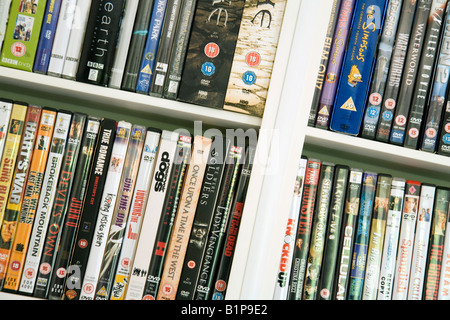 House shelf shelves full of DVD DVDs films, UK Stock Photo - Alamy