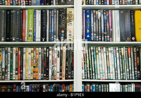 House shelves full of DVD DVDs films UK Stock Photo - Alamy