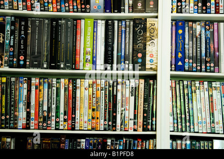 House shelves full of DVD DVDs films UK Stock Photo - Alamy