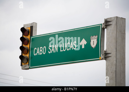 MEXICO Cabo San Lucas Traffic sign stop sign and speed bumps at ...