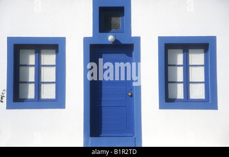 Typical blue and white painted house in Chora, Mykonos, Greece Stock ...