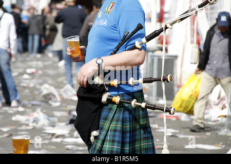 scottish rugby fans wearing tartan kilts Stock Photo - Alamy