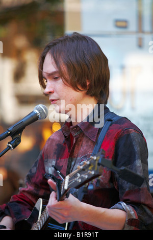 Singer performing in Paris on the day of the Fête de la Musique 21st ...