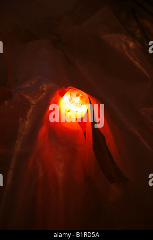 security light on scaffolding at night Stock Photo - Alamy