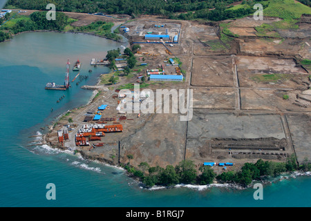 Refinery and harbour premises being built, at a nickle mine, chinese ...