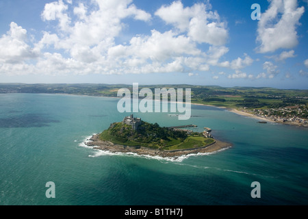 Aerial photo of St Michael's Mount, Penzance, Lands End Peninsula, West ...