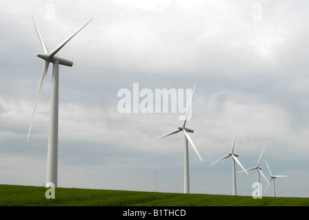 The wind turbines at the community-owned onshore wind farm at Westmill ...