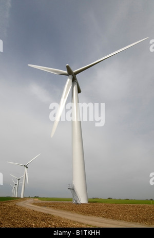 The wind turbines at the community-owned onshore wind farm at Westmill ...