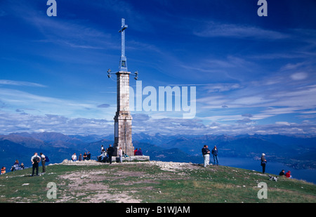 Italy, Piedmont, Monte Mottarone, summit, 1491 m, view, Lago Maggiore ...
