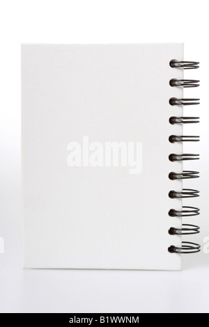 White notebook with black ring binders, isolated on white, open in the ...