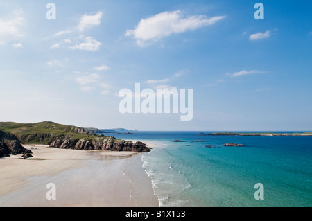 Clear waters of the isolated Traigh Allt Chailgeag beach near Durness ...