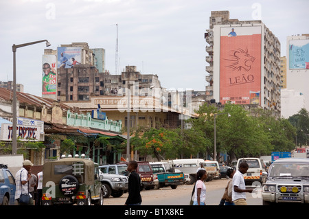 Centre of Maputo, Mozambique, with advertising murals on high rise ...